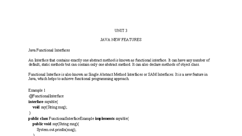 Unit 3 Java New Features Functional Interfaces Lambda Expressions