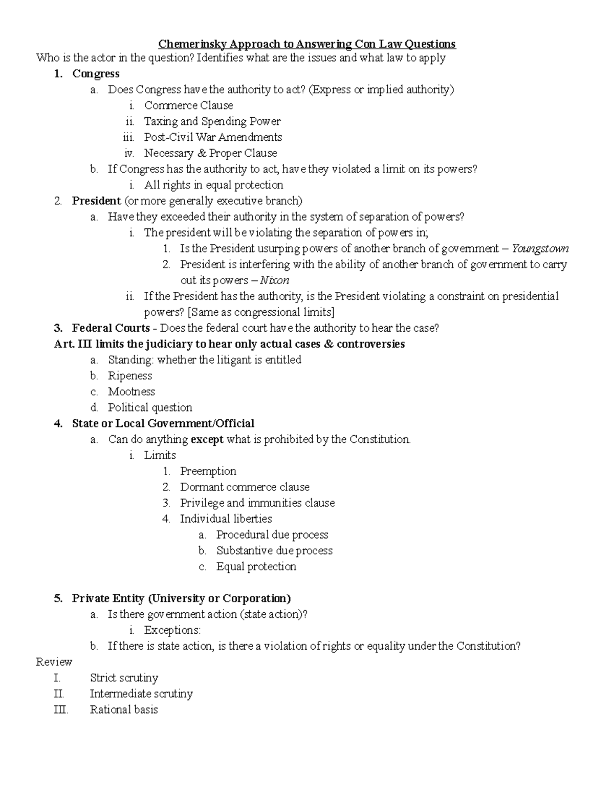 Con Law (Final Exam) Issue Spotting: Chemerinsky Approach Explained ...