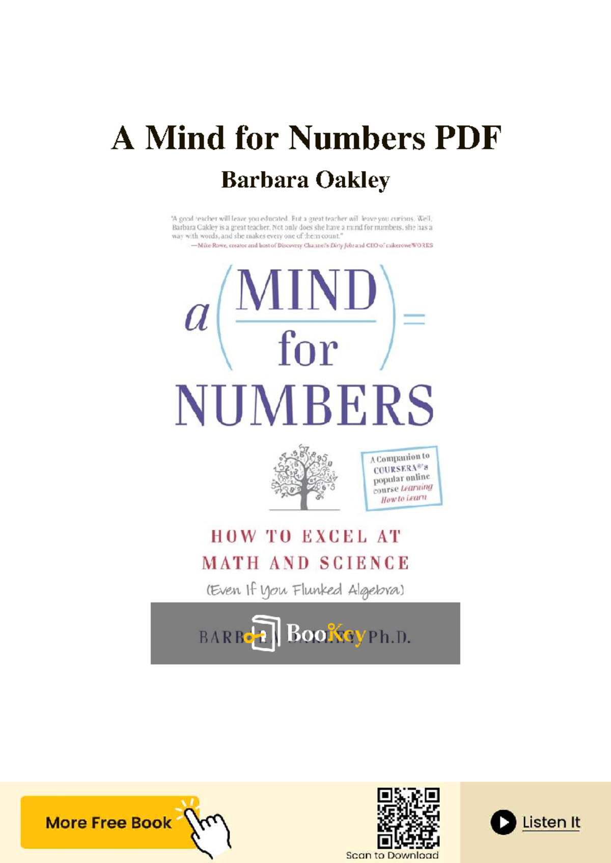 A Mind for Numbers: Mastering Math with Barbara Oakley's Strategies ...