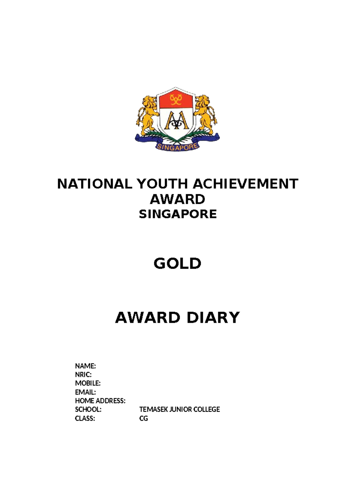 NYAA Gold Award Diary Template - TJC Class Summary Report 2016 - Studocu