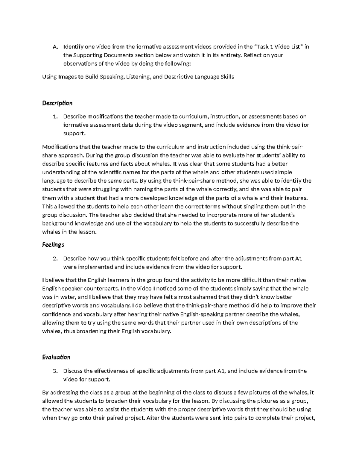 D093 - DIM4 TASK 3: DETERMINING IMPACT ON LEARNERS - A. Identify one ...