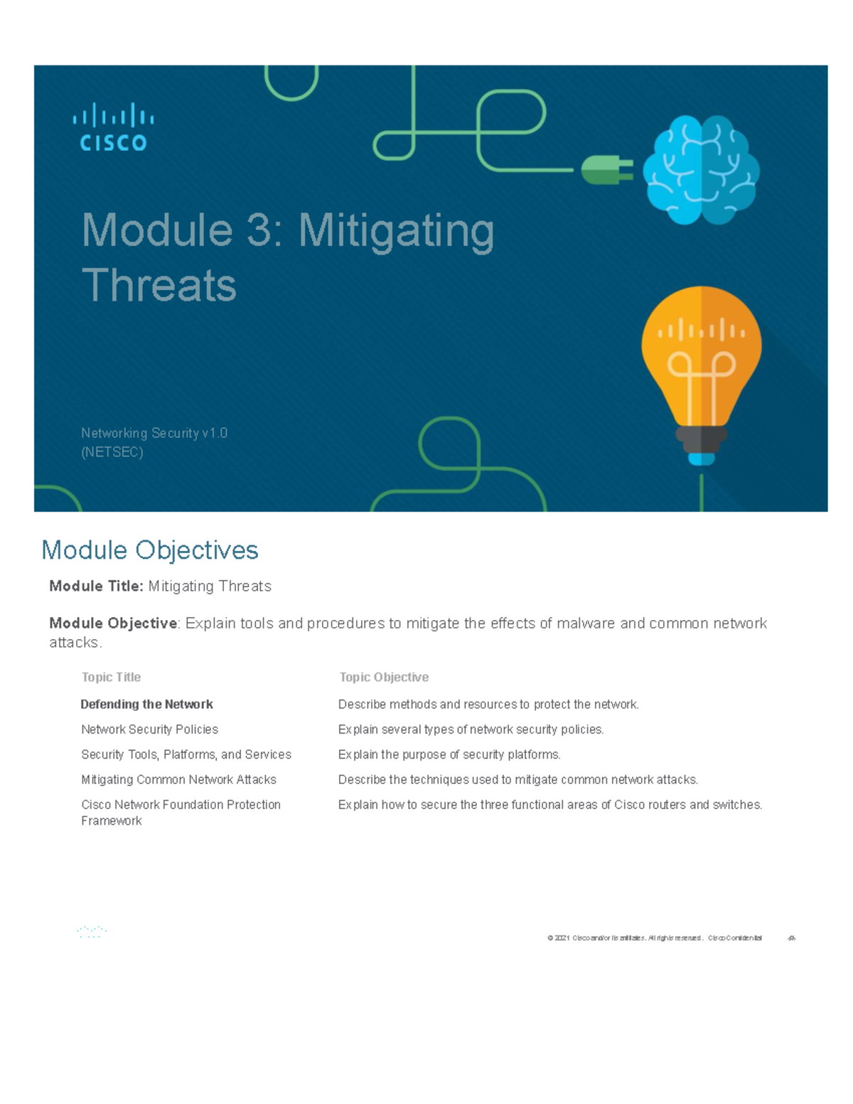 Module 3: Mitigating Threats in Network Security (NETSEC) Overview and ...