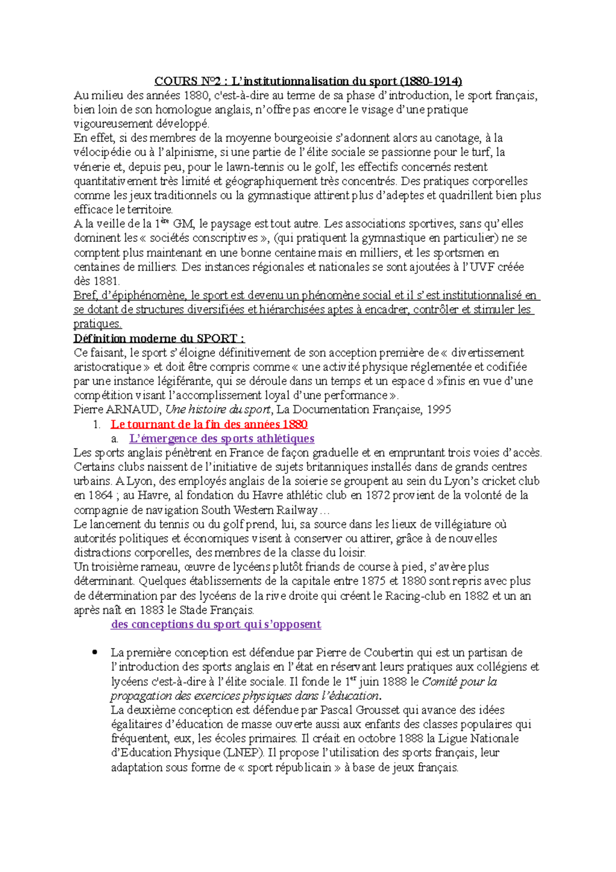 Histoire du sport 4 - COURS N°2 : L’institutionnalisation du sport ...