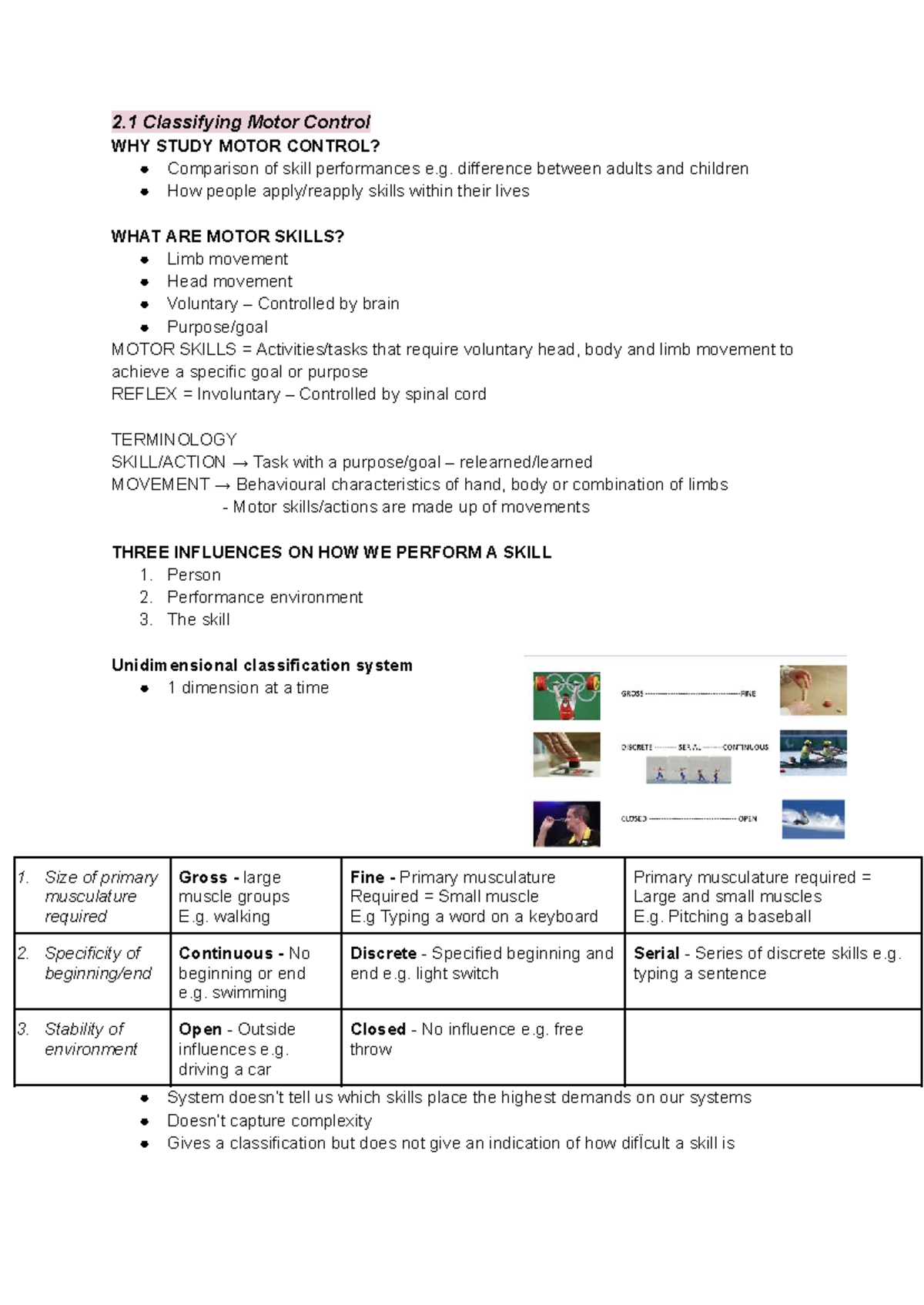 Motor Learning and Control Notes (2.1) - Understanding Motor Skills and ...