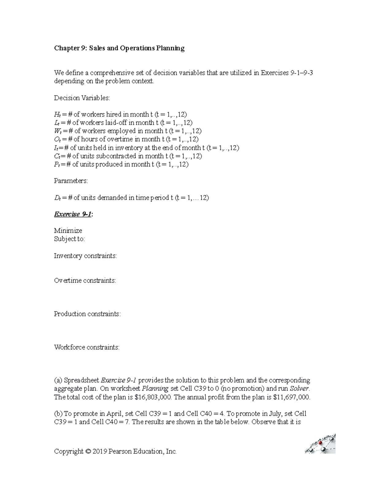 Chapter 9 - Sales and Operations Planning Exercise Answers - Studocu