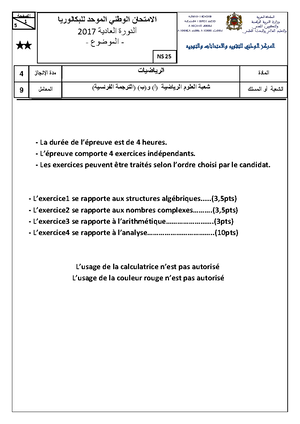 AIS 2122 2BAC PC S1 C2 Maths - 1 Lycée Anisse DSN°2 2BAC : SP Exercice N° 1 «4points» Questions ...