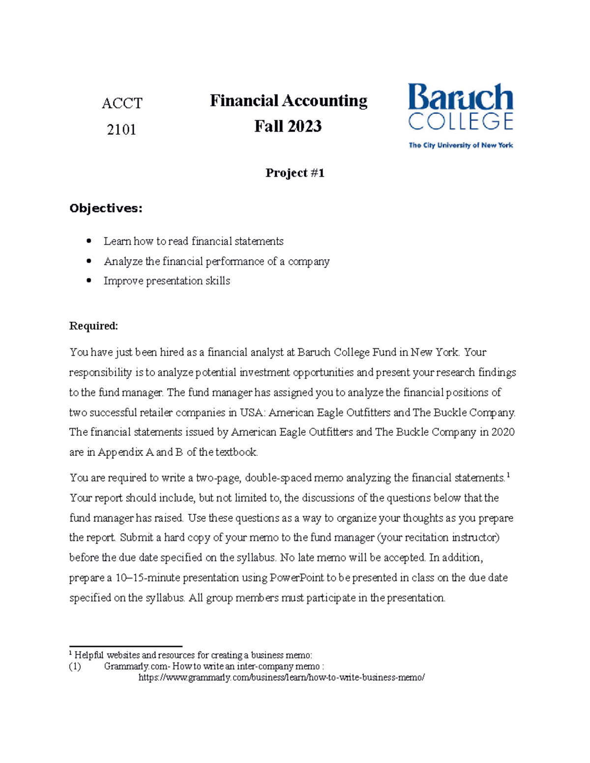 ACCT 2101 Fall 2023: Financial Accounting Project on Retailers Analysis ...