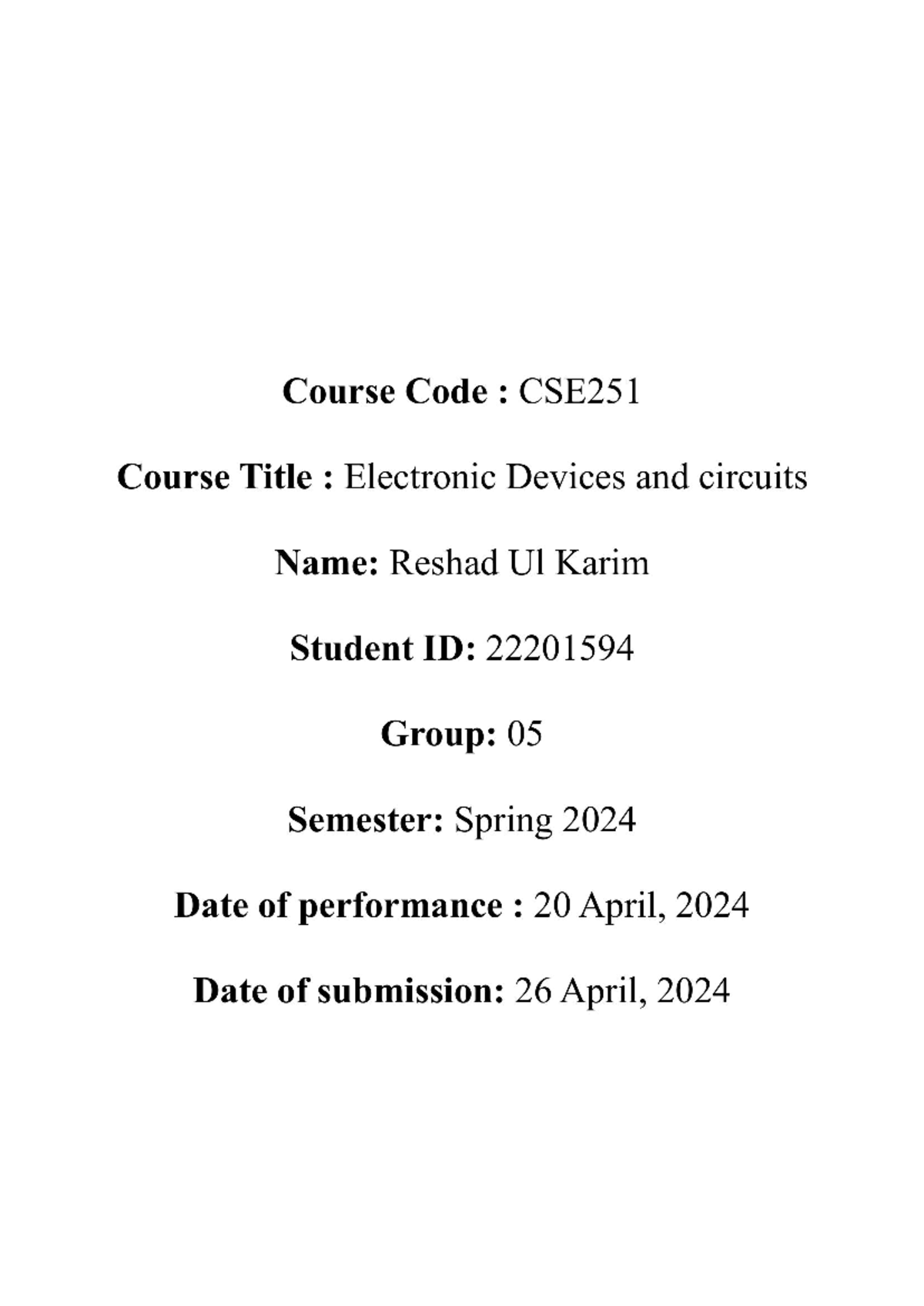 Experiment 05: Characteristics of MOSFET & BJT in CSE251 Lab - Studocu