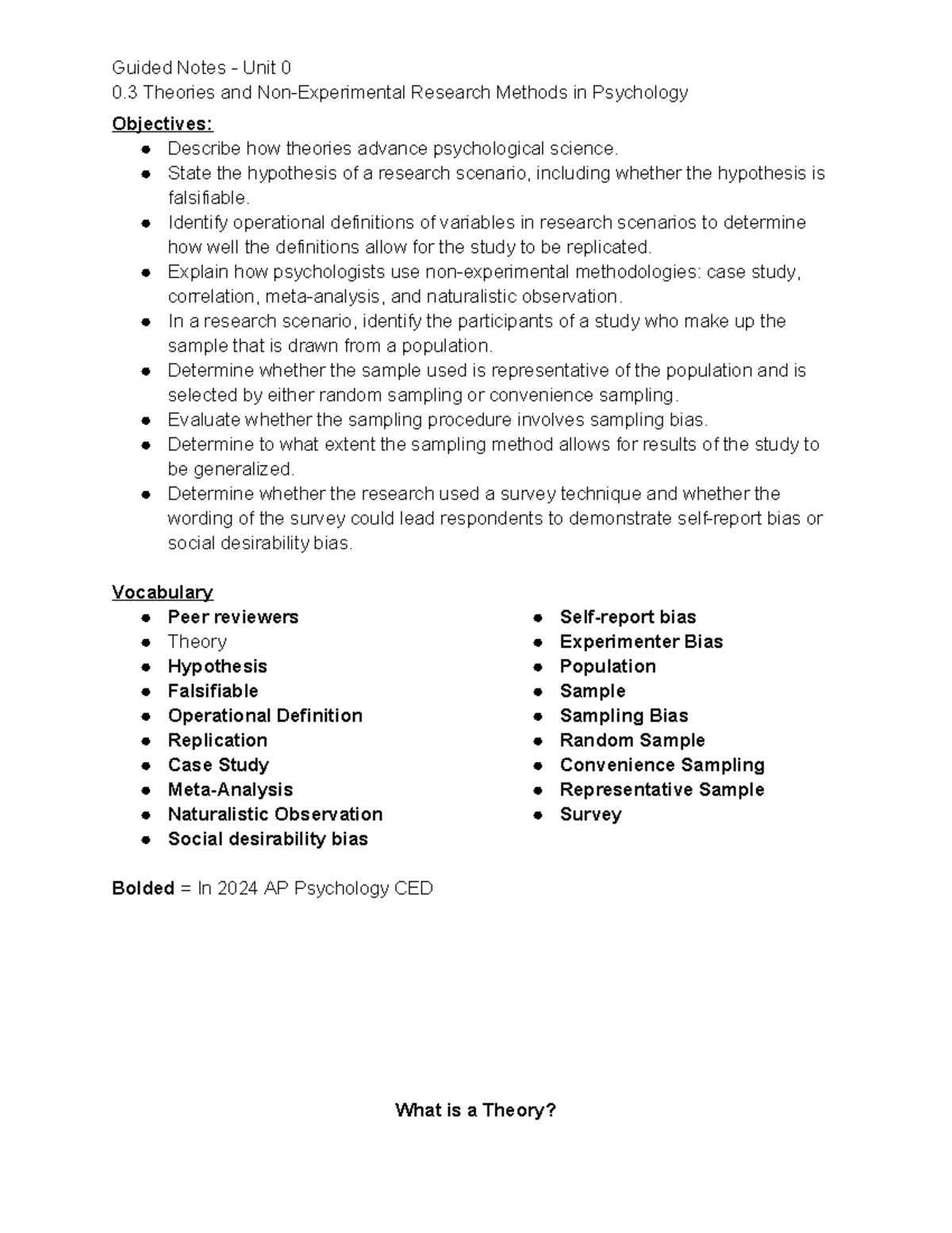 Psychology 101: Summary of Unit 0 Theories & Research Methods - Studocu