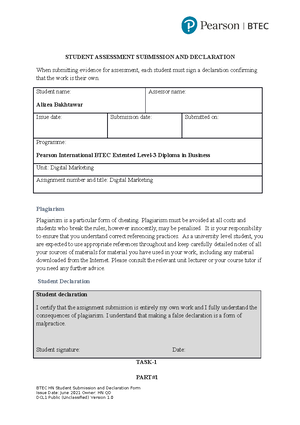 [Solved] Explain the importance of ensuring that others are aware of own - BTEC Level 3 - Studocu