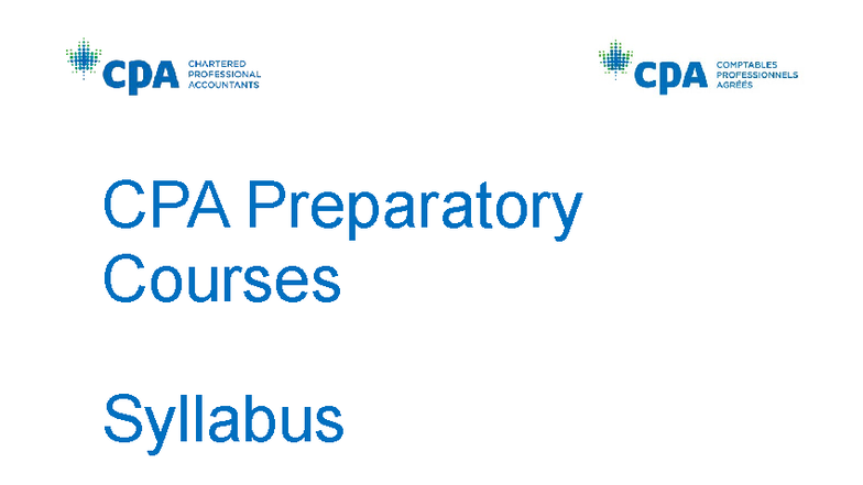 CPA Preparatory Courses Syllabus (Course Code: 01050 EC) - Studocu