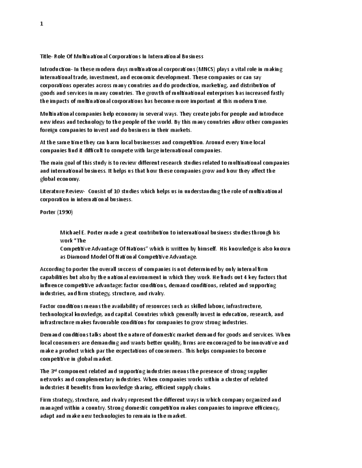 The Role of Multinational Corporations in International Business (IB ...