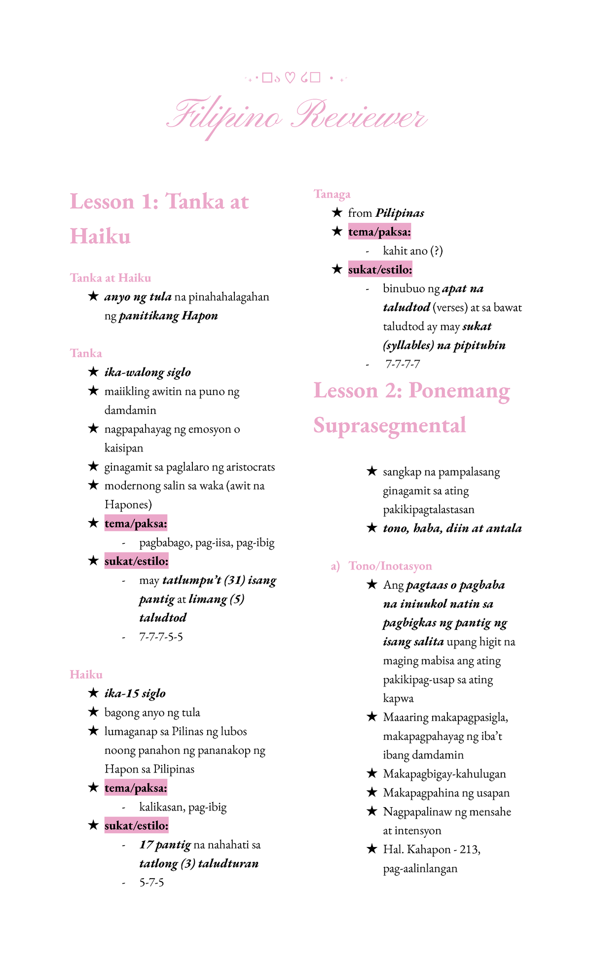 Filipino-Reviewer - its filipino subject - ̊₊‧ა ♡ ໒ ‧₊ ̊ Filipino ...