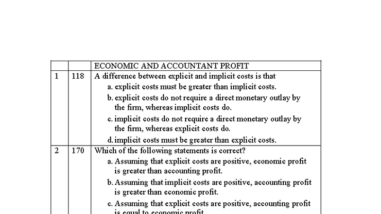 ECON 118: Economic vs. Accounting Profit - Chapter 5 Exercises - Studocu