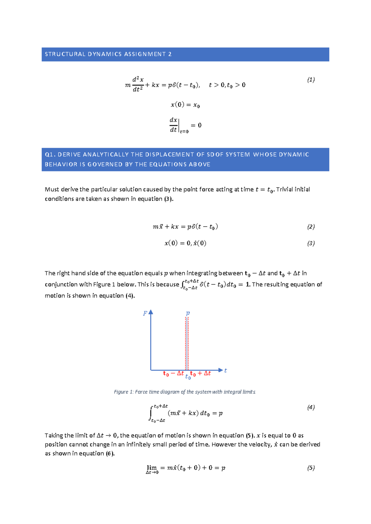 Structural Dynamics Assignment 2: Analytical Derivations and Solutions - Studeersnel