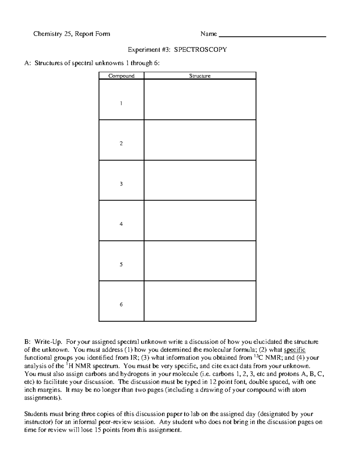 Chemistry 25 - Spectroscopy Report for Experiment #3 F24 - Studocu