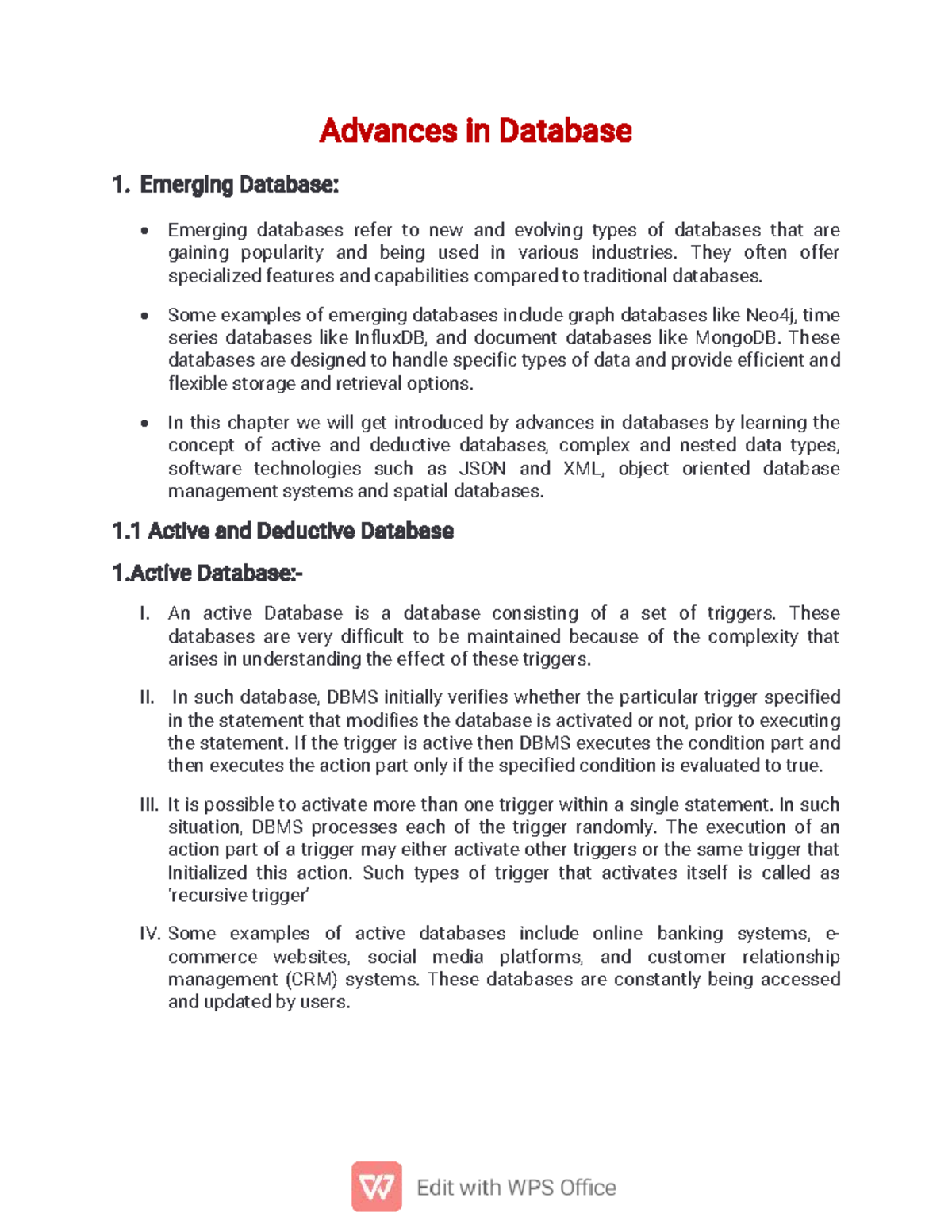 Advances in Database Systems: DBMS 6 Final Exam Revision Notes - Studocu