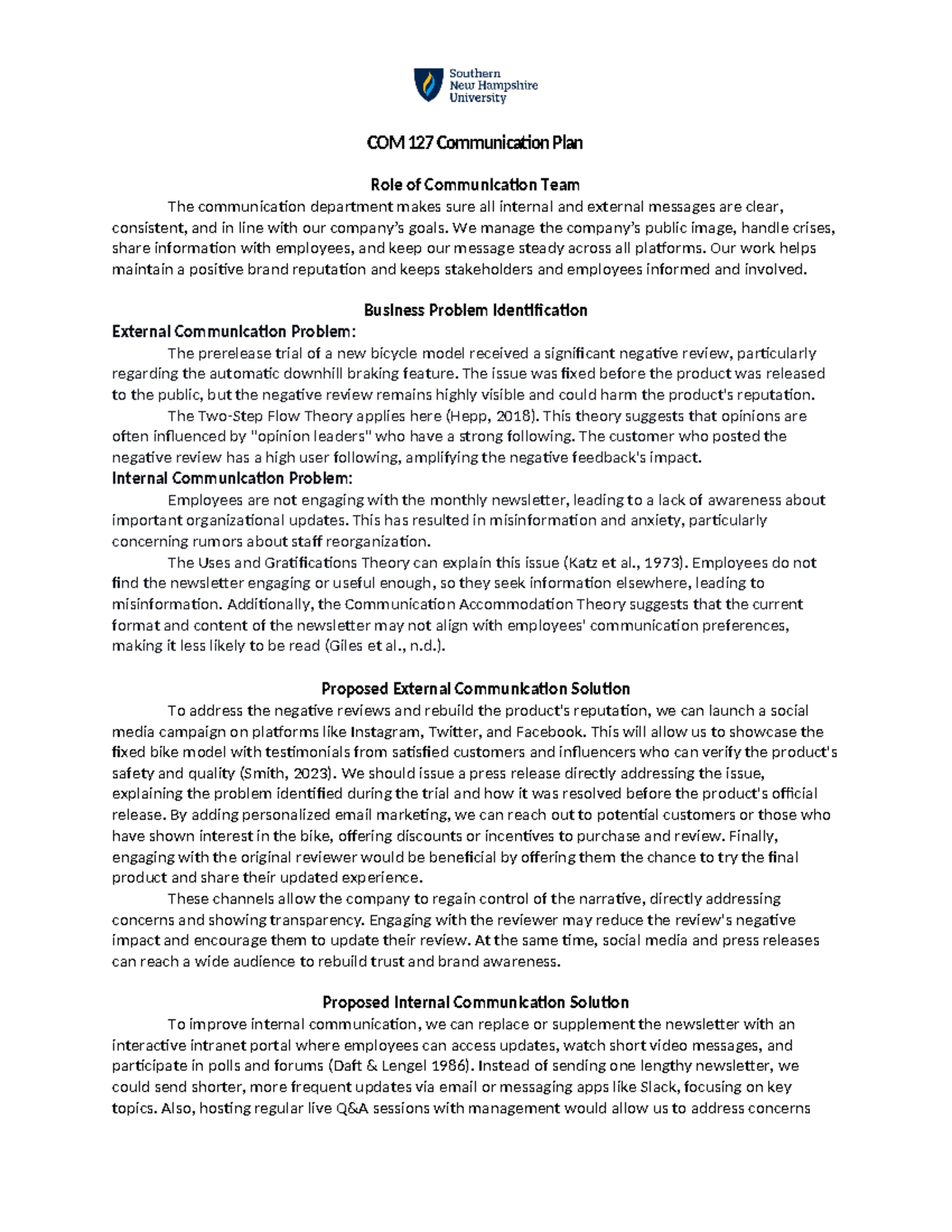 COM 127 Communication Plan Template and Strategies for Success - Studocu