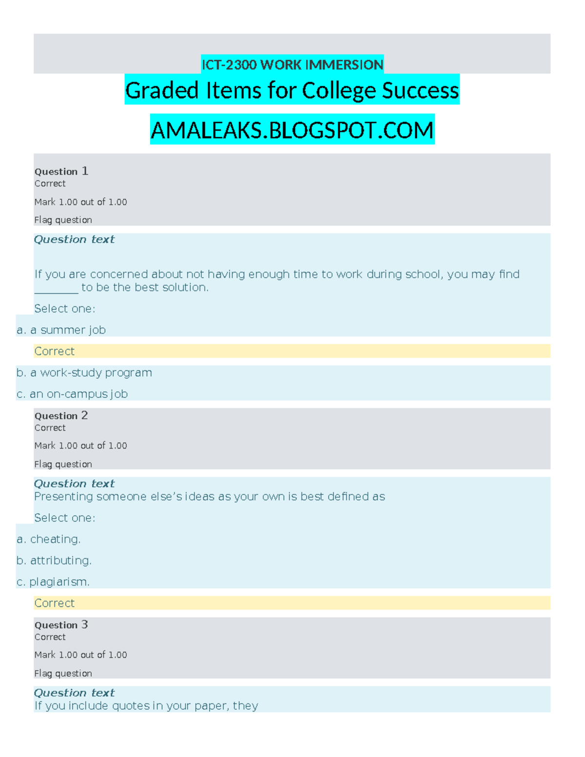 ICT2300 Work Immersion final grade 12 by uncle ervin ft. amaleaks - ICT ...