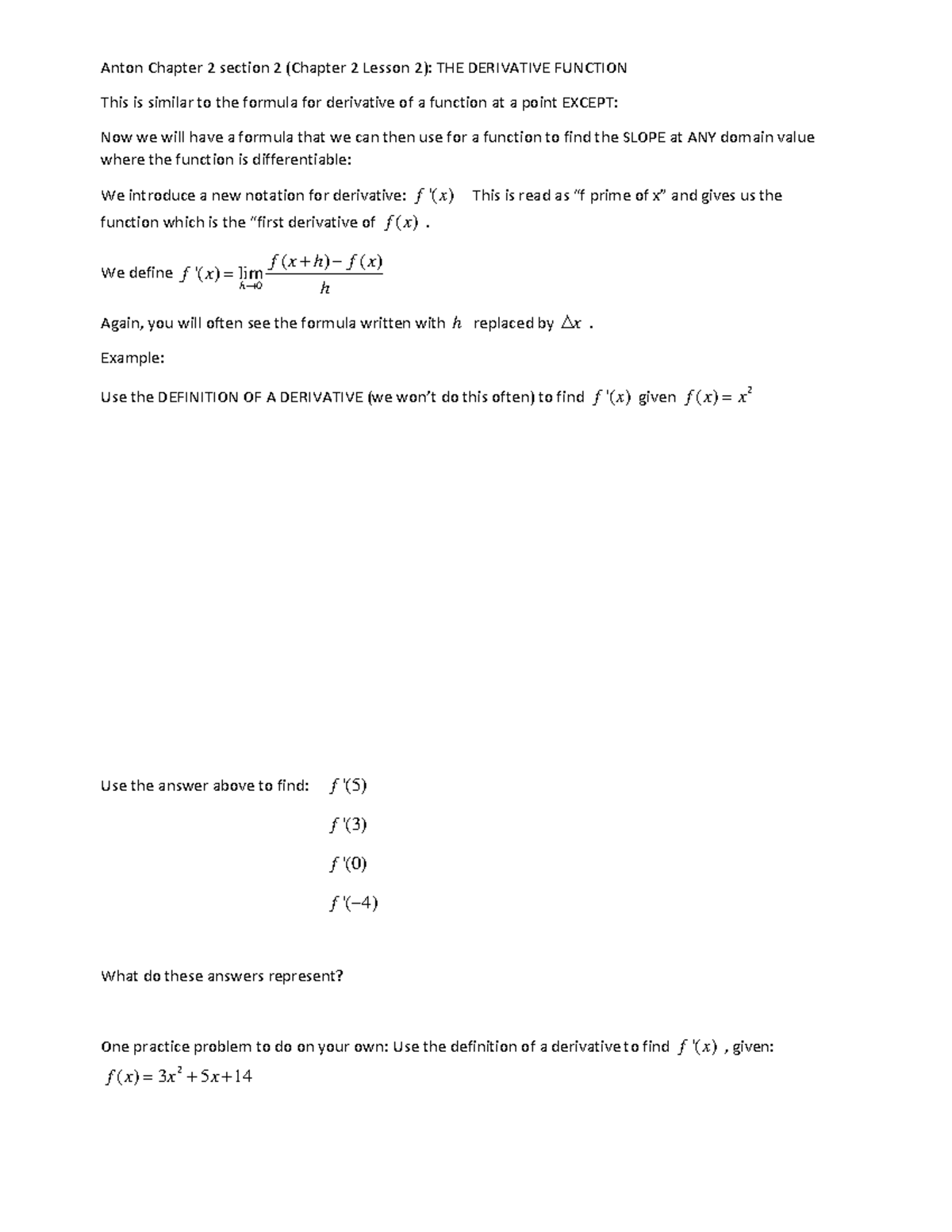 Chapter 2 Lesson 2 - Notes - Anton Chapter 2 section 2 (Chapter 2 ...