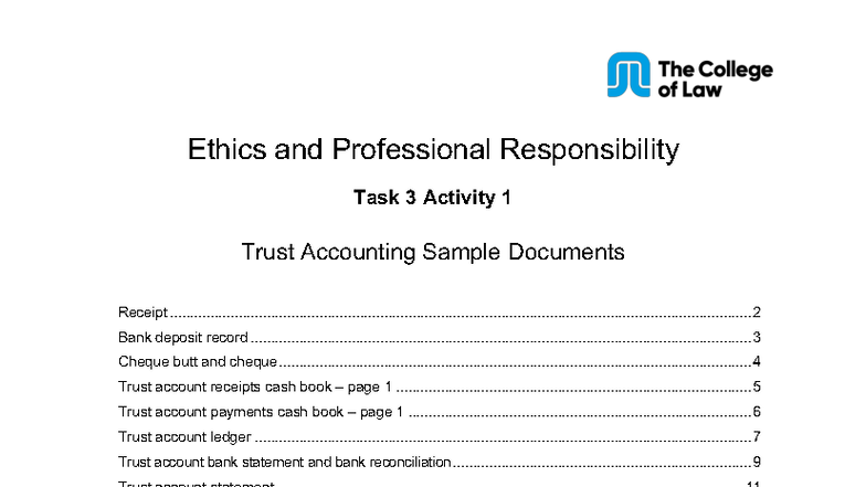 EPR T3 A1 Trust Accounting Sample Docs & Notes - QLD 2020 - Studocu