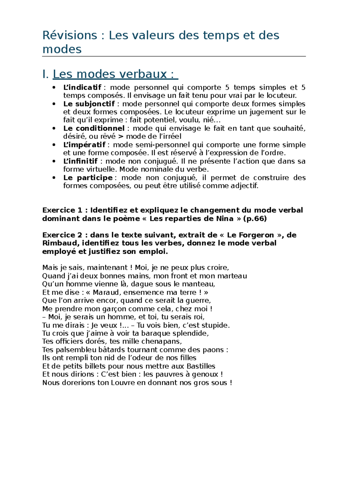 Modes verbaux et valeurs des temps de l'indicatif version élèves ...