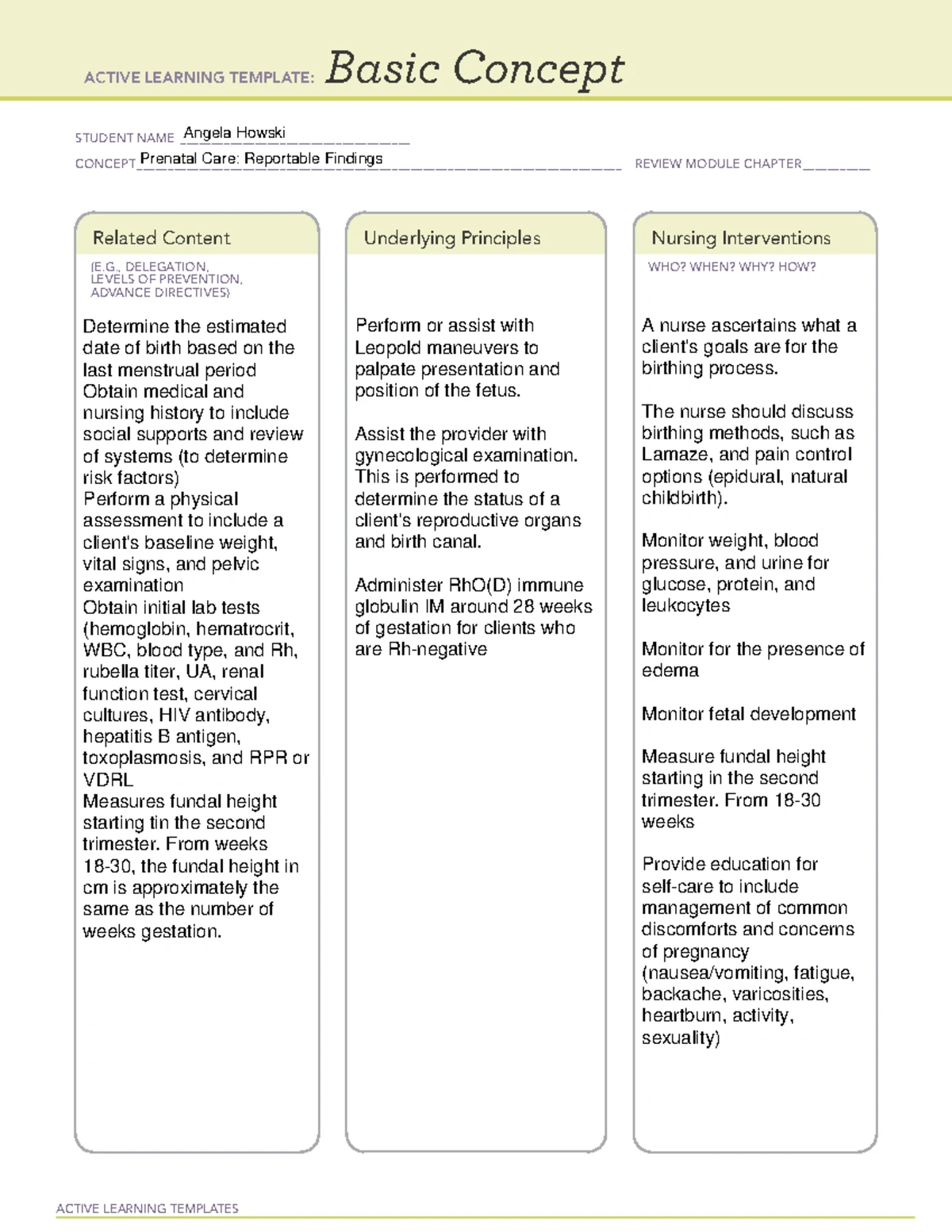 Remediation A Template Prenatal Care Reportable Findings - ACTIVE ...