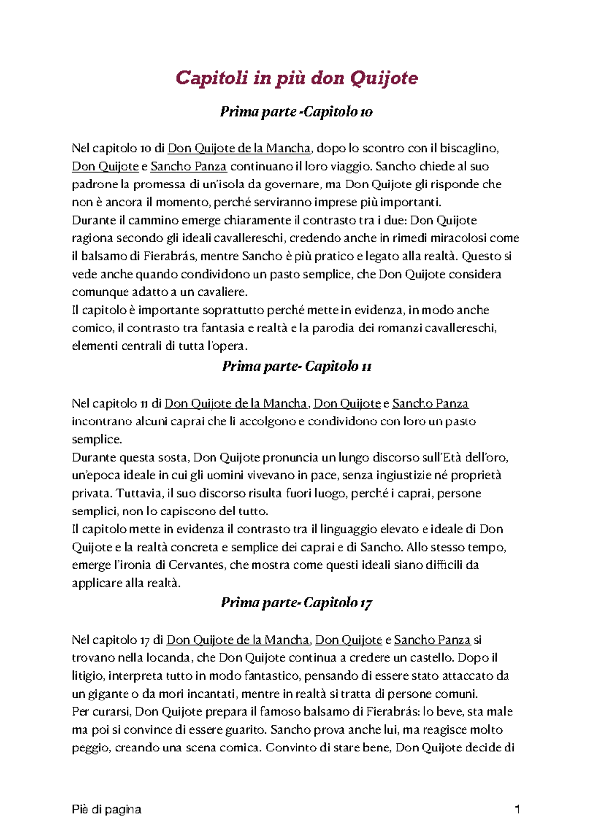 Capitoli di Don Quijote: Analisi e Temi (Letteratura Spagnola 2) - Studocu