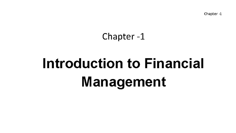 Chapter 1: Introduction to Financial Management (FIN 101) - Studocu