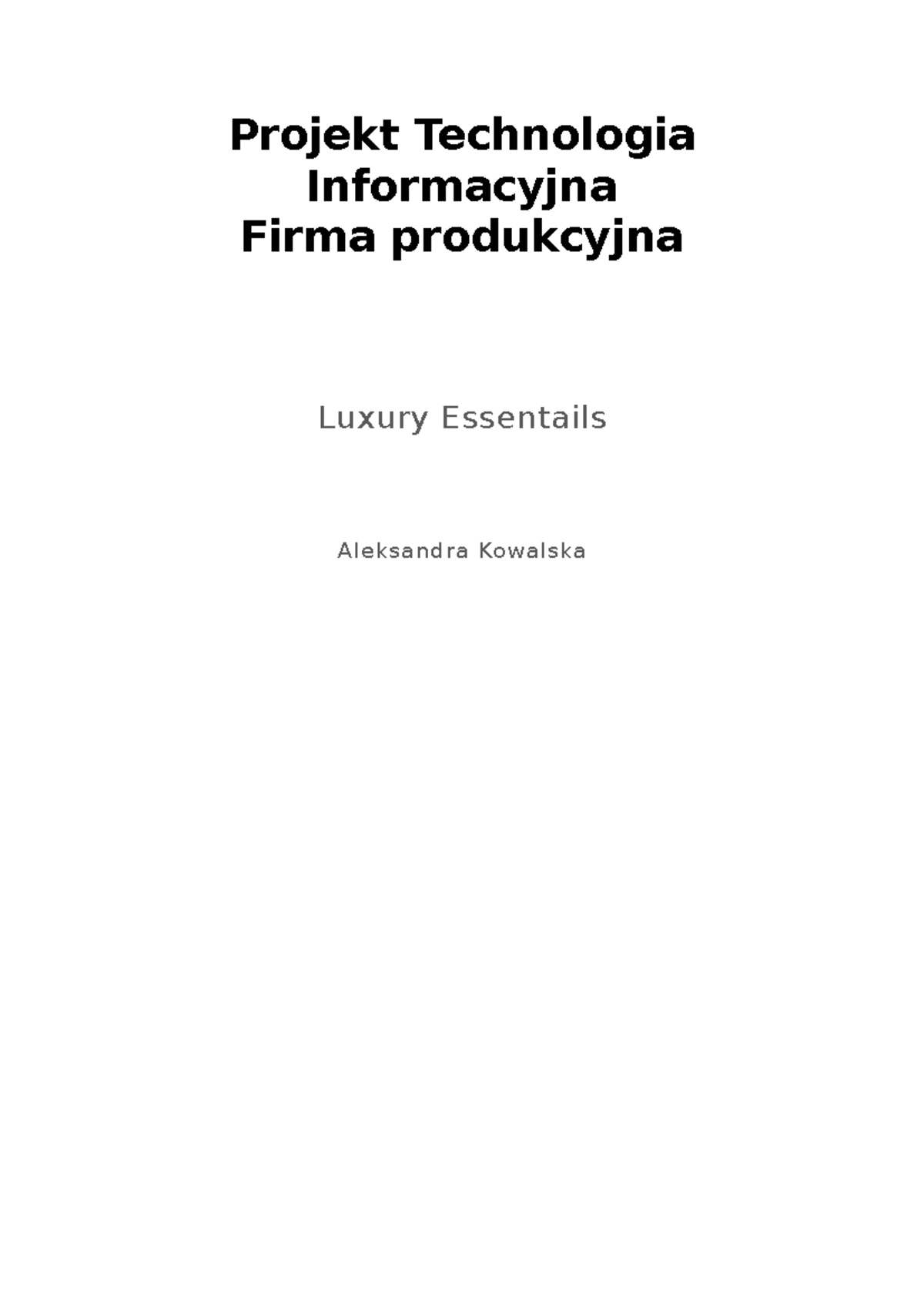 Projekt Technologia Informacyjna: Produkcja i Personalizacja Torebek ...