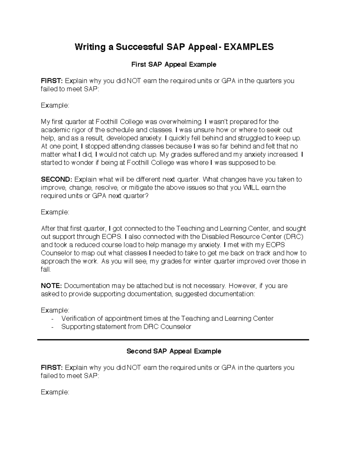 Writing SAP Appeal Examples: Strategies for Success - Studocu