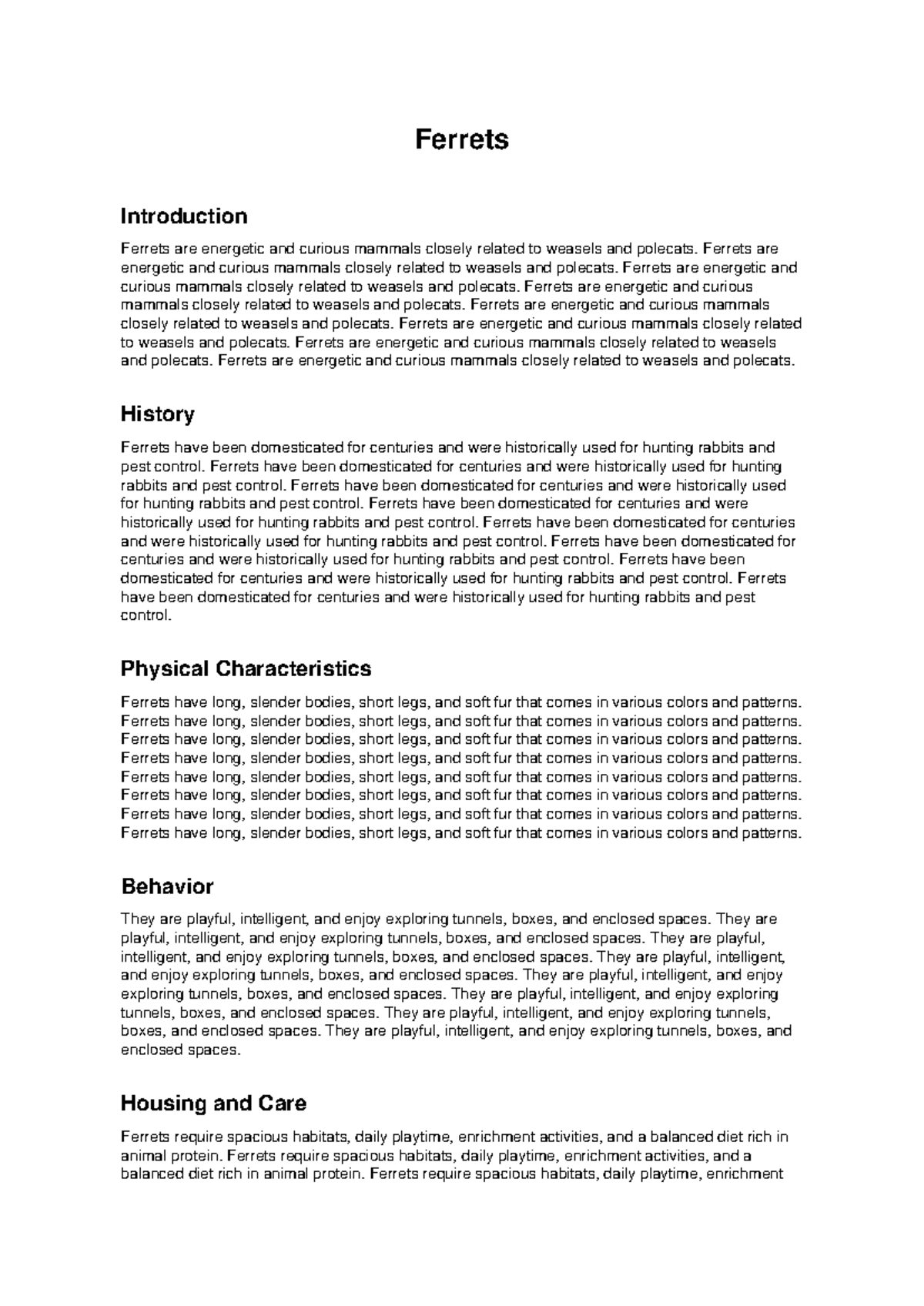 Ferrets: An In-Depth Introduction and Care Guide - Studocu