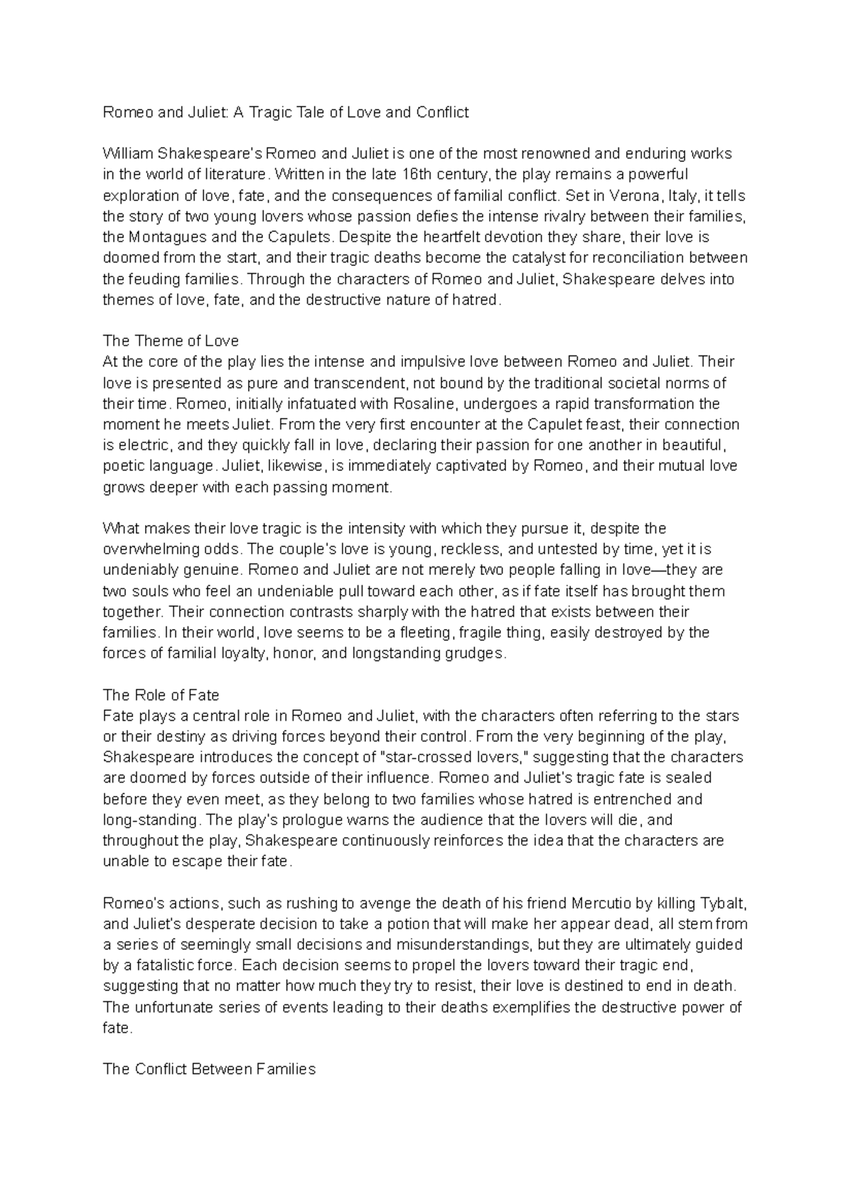 ENG 101: Analyzing Themes of Love and Fate in Romeo and Juliet - Studocu