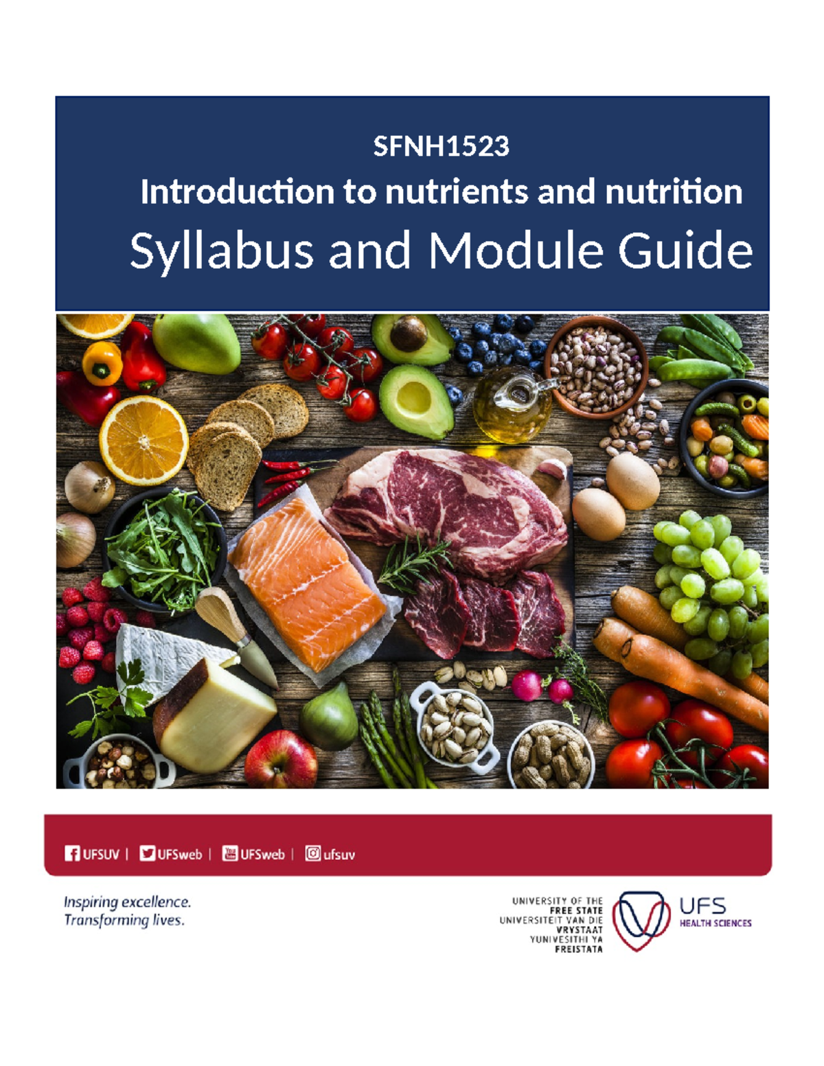 SFNH1523 Nutrition Module Syllabus and Assessment Overview 2024 - Studocu