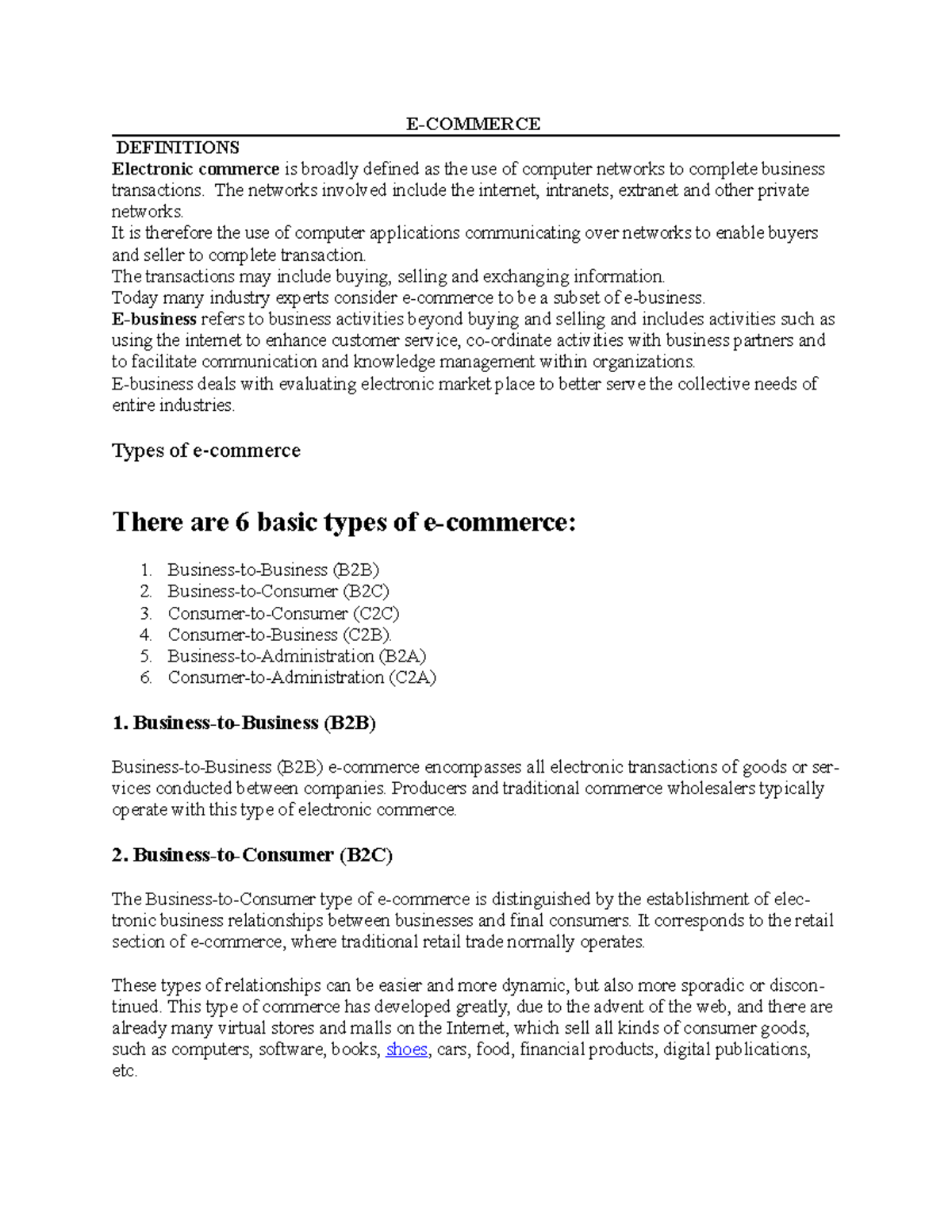 Ecommerce - Lecture Notes 10: Understanding E-Commerce Types & Models ...