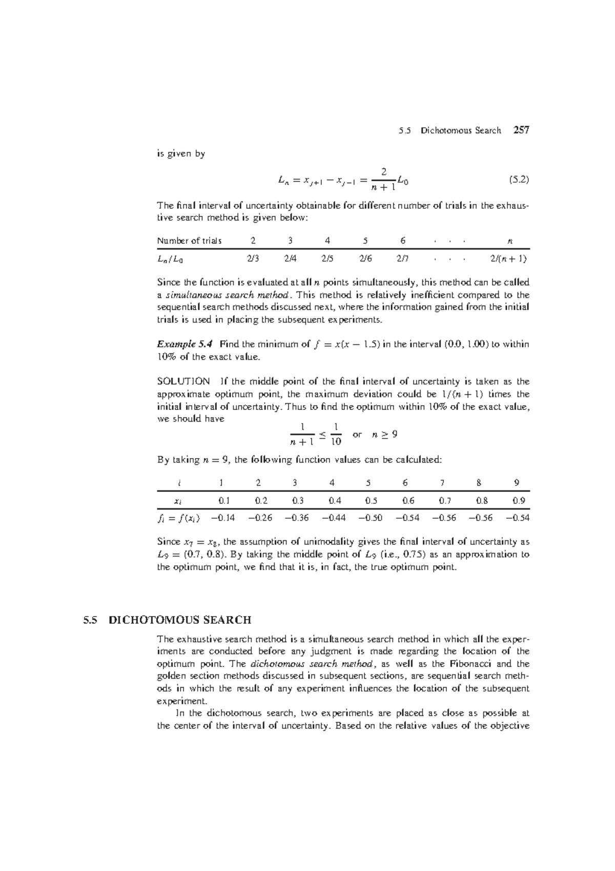 Dichotomous Search Method in Nonlinear Programming (257) - Studocu