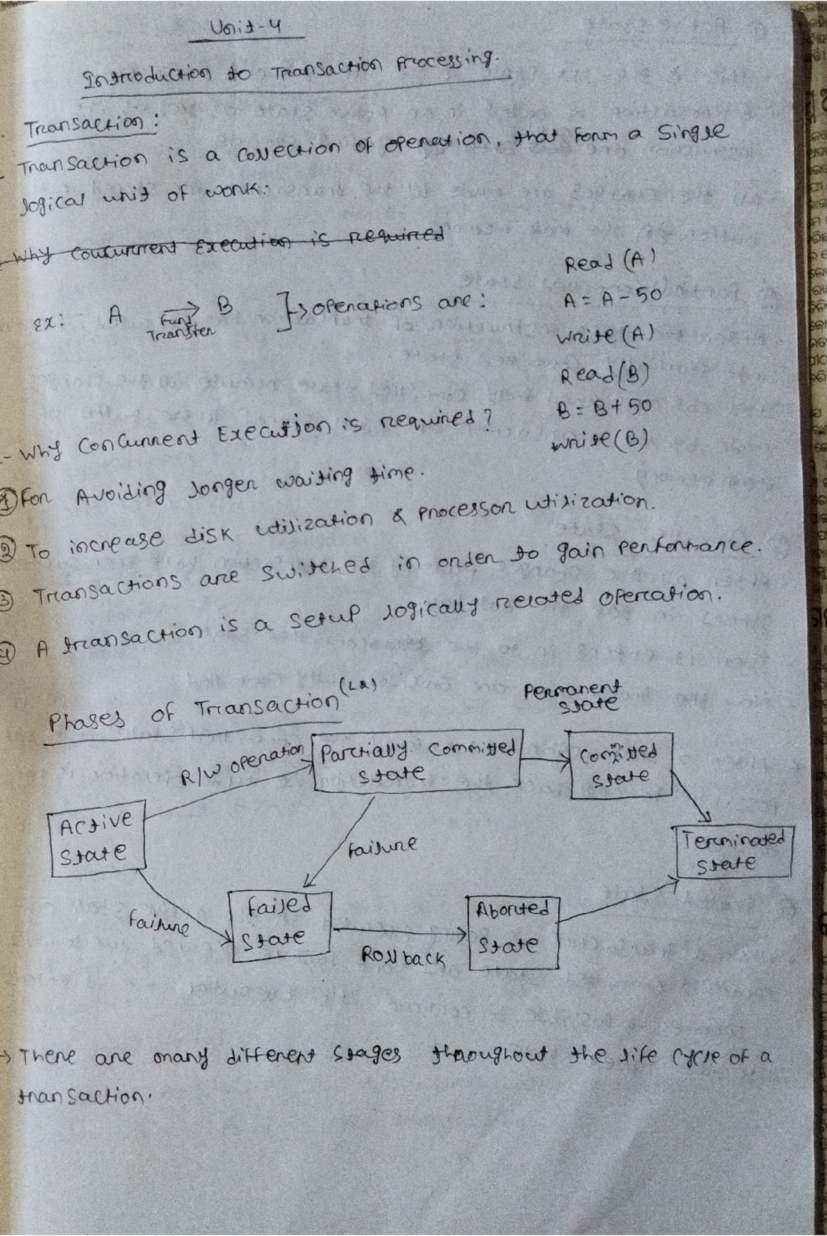 DBMS 4 - Transaction Processing and Concurrency Control Notes - Studocu