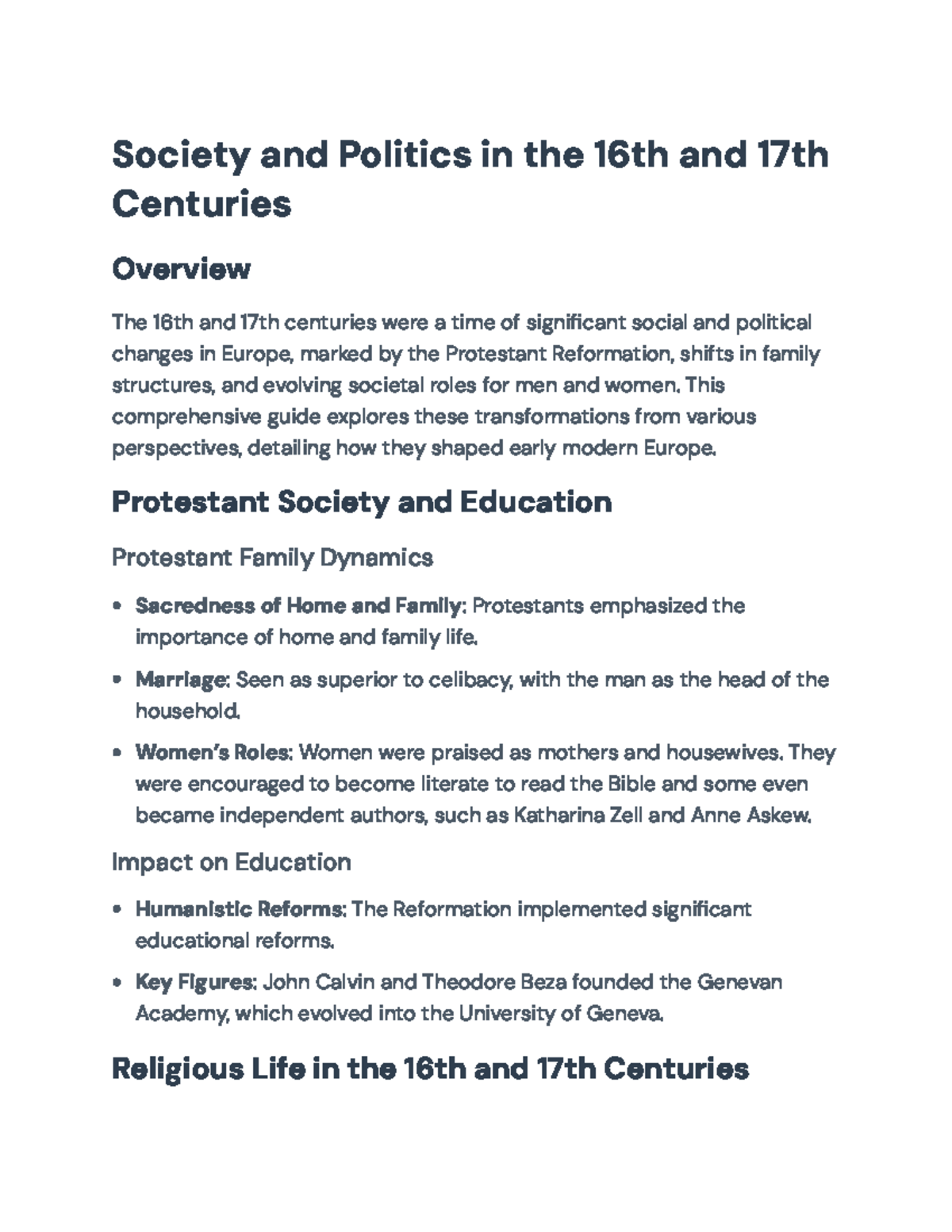 Society and Politics in Early Modern Europe: 16th-17th Century Overview ...
