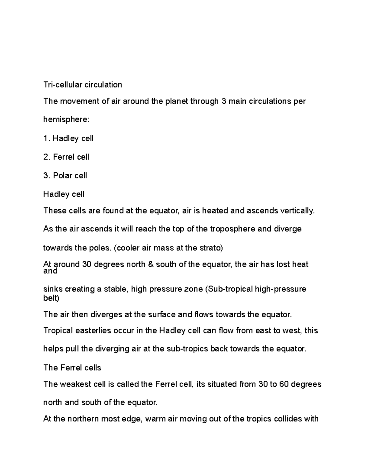 Tri-Cellular Circulation: Understanding Hadley, Ferrel, and Polar Cells ...