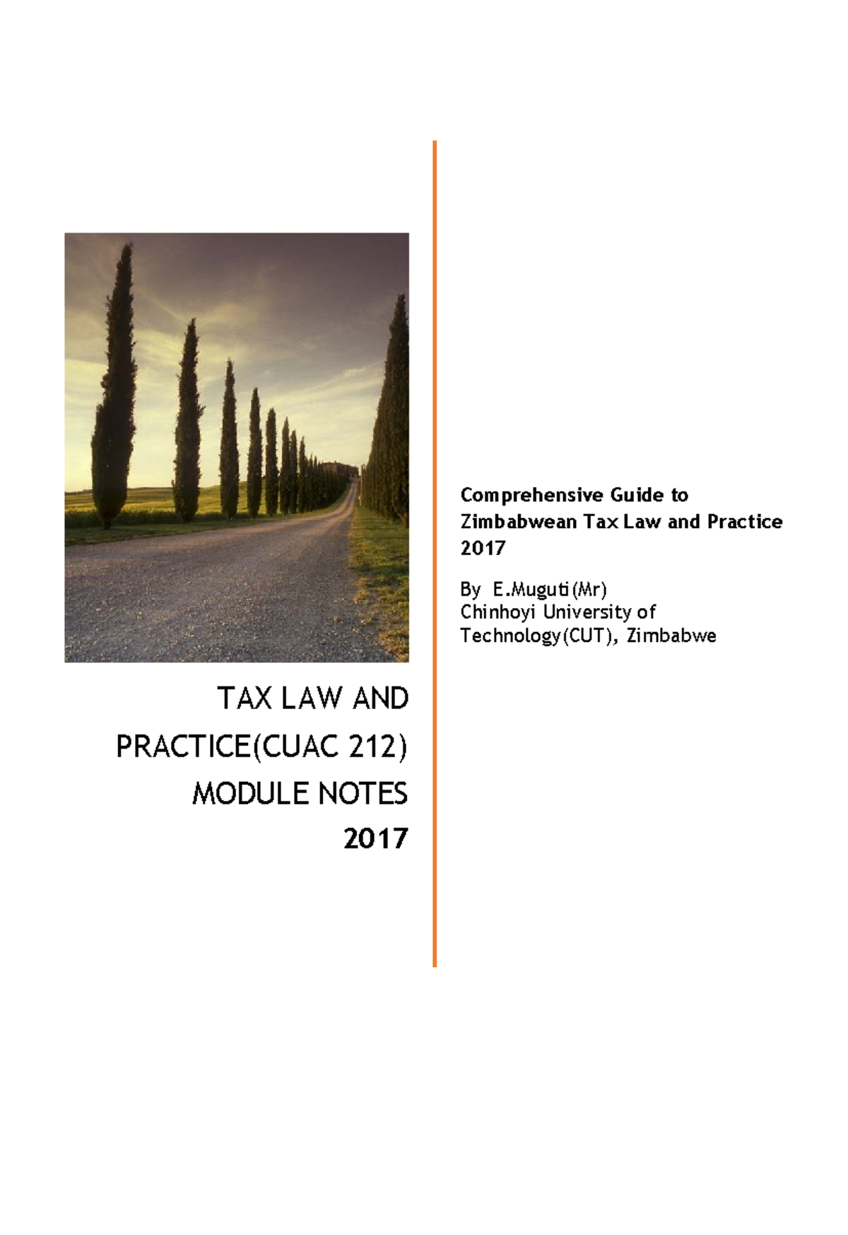 Tax Law and Practice (CUAC 212) Comprehensive Study Notes 2017 - Studocu