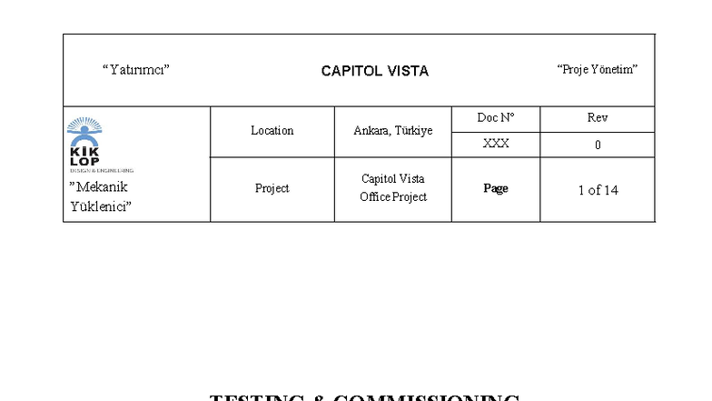 CAPITOL VISTA Project Ankara, Türkiye: Fire Protection System Method ...
