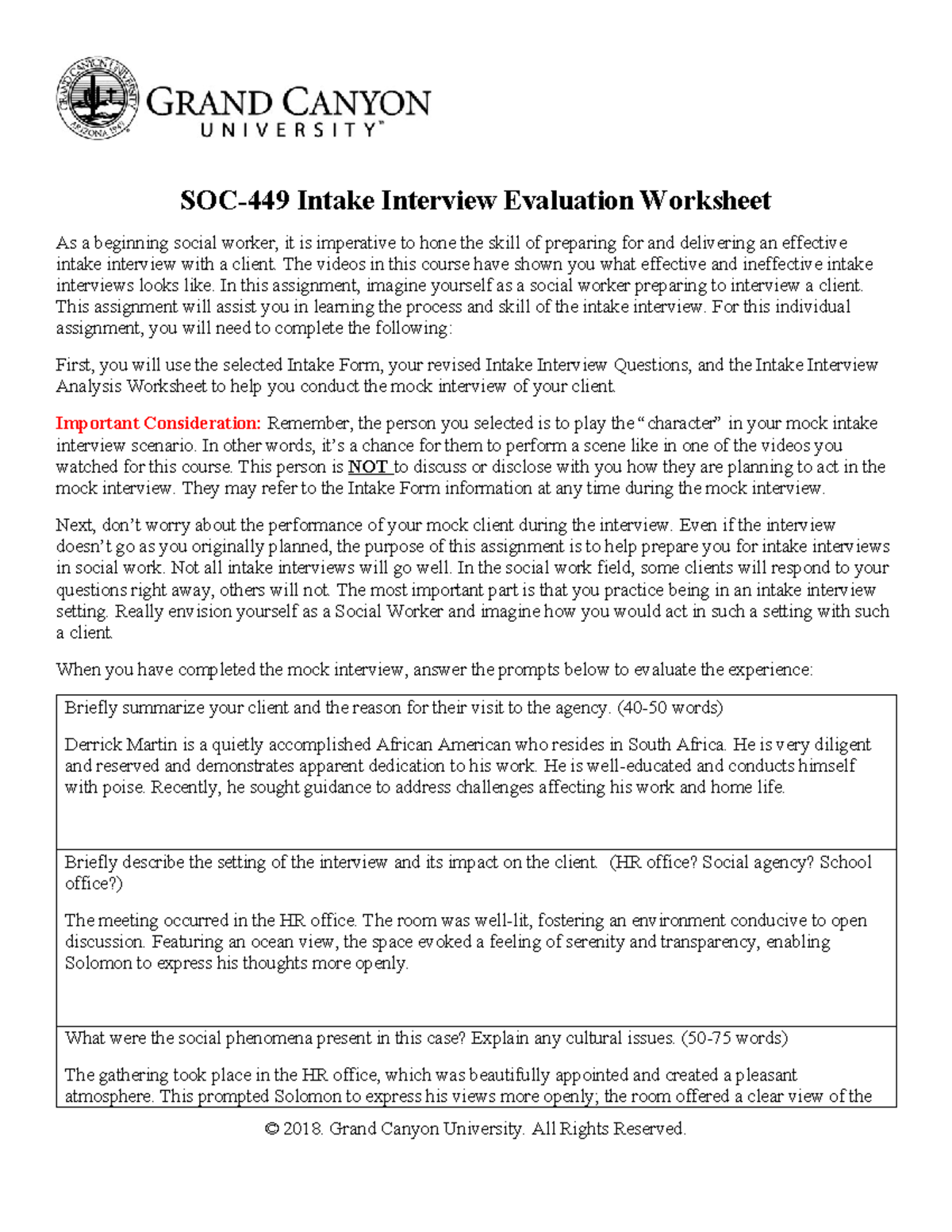 SOC-449-RS-T7-Effective Intake Interview Evaluation Worksheet - Studocu