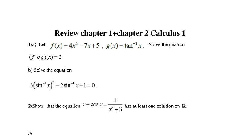 Review of Chapters 1 & 2 - Calculus 1 Notes - Studocu