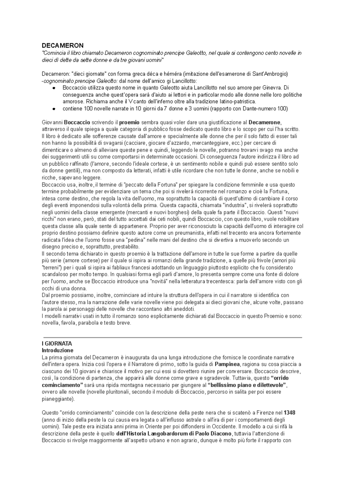 Decameron: Analisi delle Novelle e Temi Principali nel Testo - Studocu