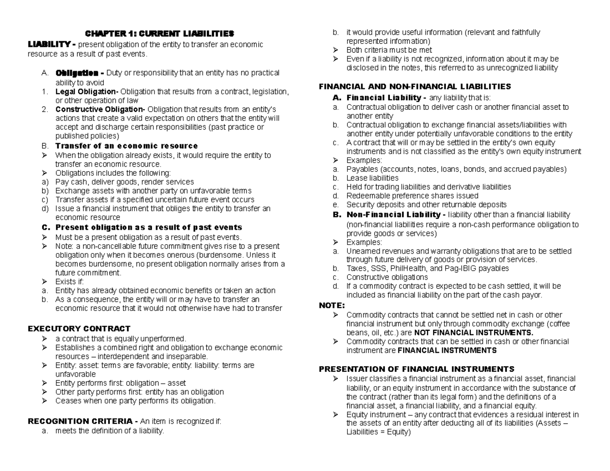 ACC 108 Lecture Notes: Overview of Current Liabilities and Notes ...