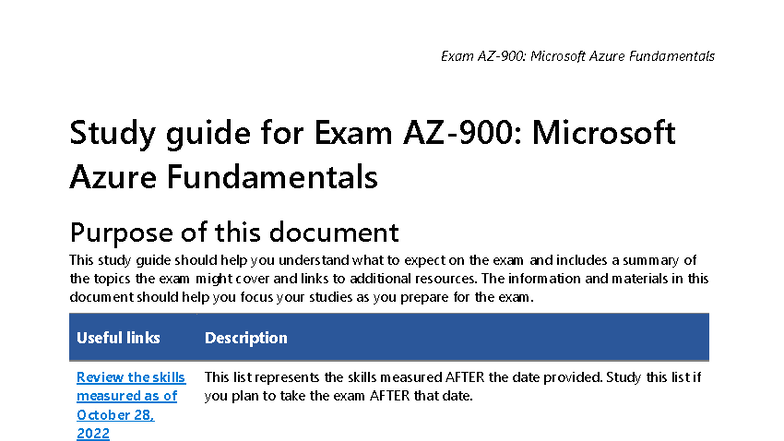 Exam AZ-900: Microsoft Azure Fundamentals Study Guide - Studocu