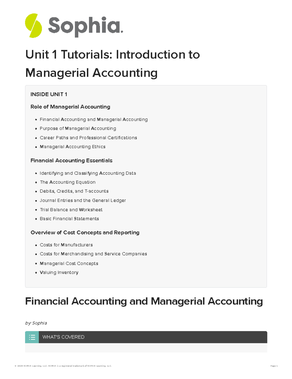 Unit 1 tutorials introduction to managerial accounting - Unit 1 ...