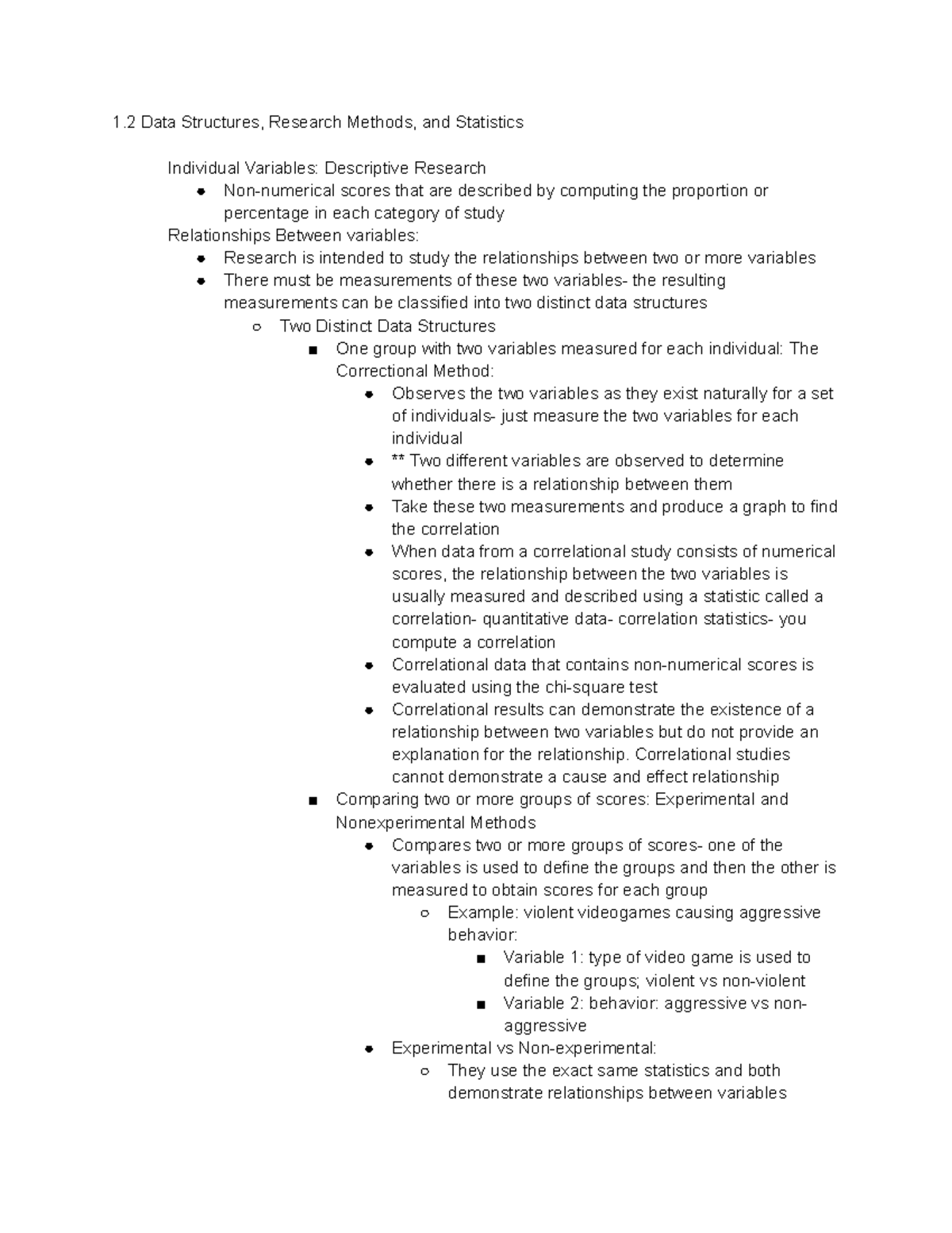 Chapter 1 Stat notes - Intro to stats - 1 Data Structures, Research ...