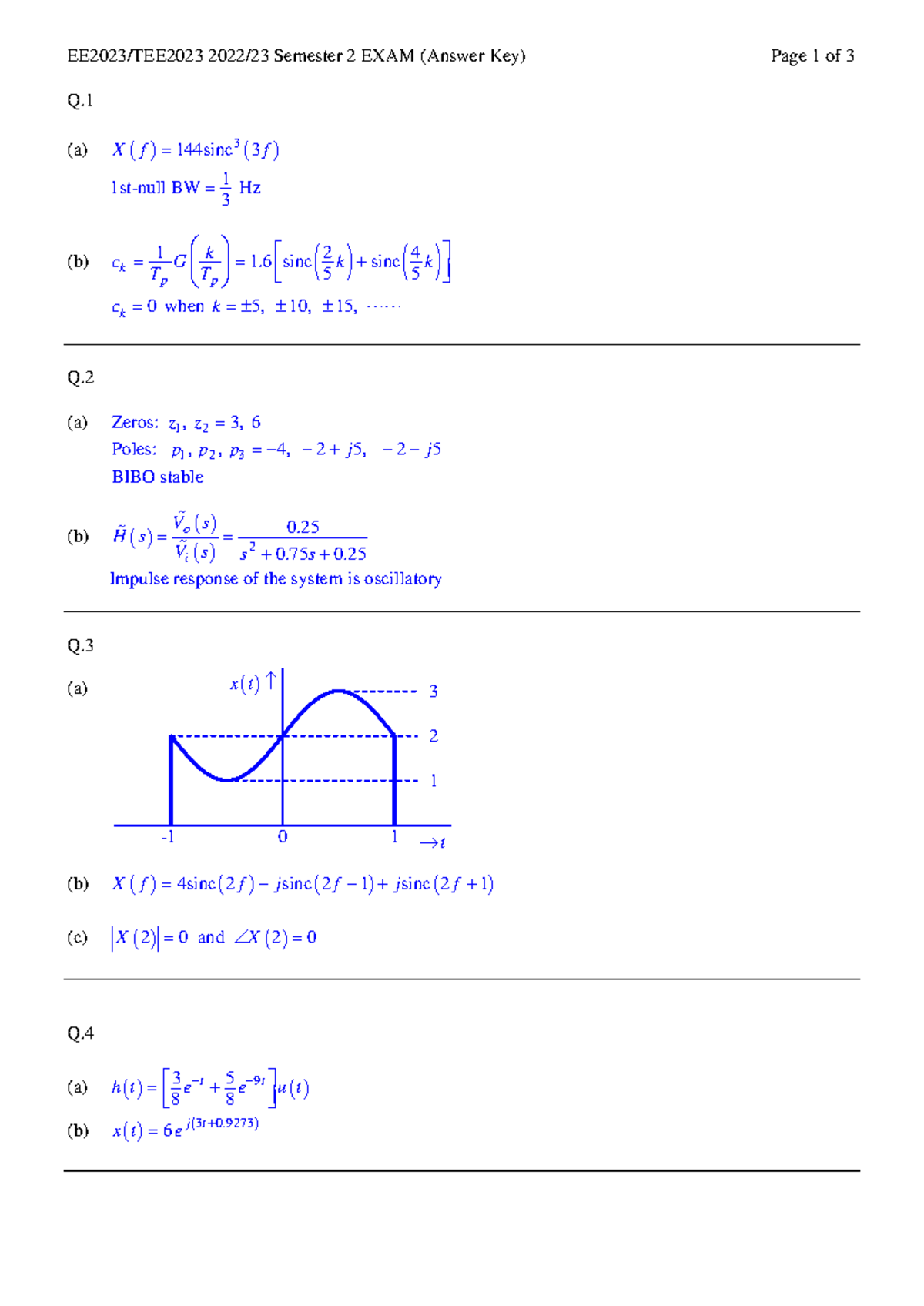 EE2023 Semester 2 Exam Answer Key - Studocu