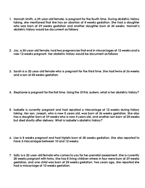 GTPAL Obstetric History Examples and Analysis: Sample Cases - Studocu